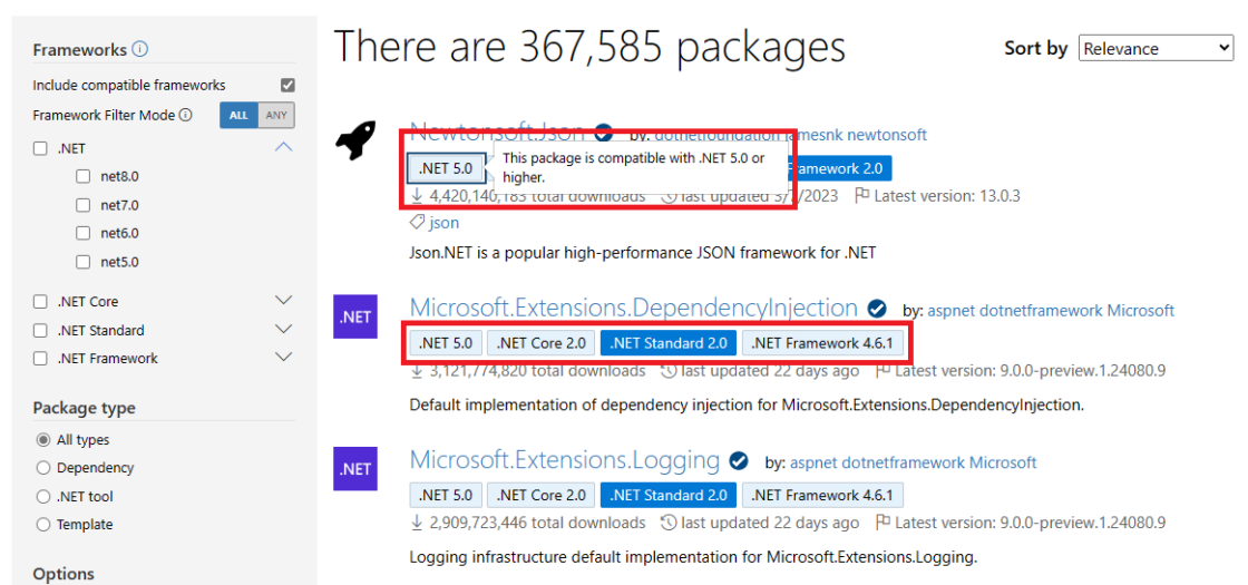 Refining Your Search Introducing NuGet Org S Compatible Framework