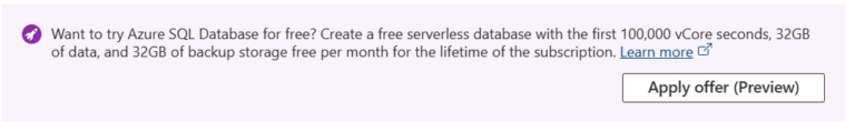 New Azure SQL Database free offer - Azure SQL Devs’ Corner