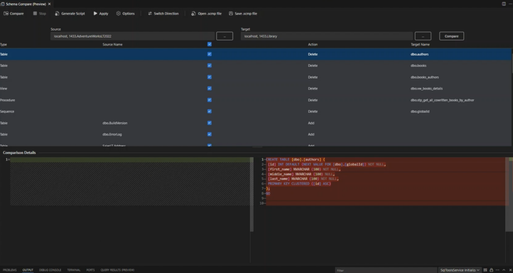 Mssql Extension For Vs Code Introducing Schema Compare Preview Azure Sql Devs Corner