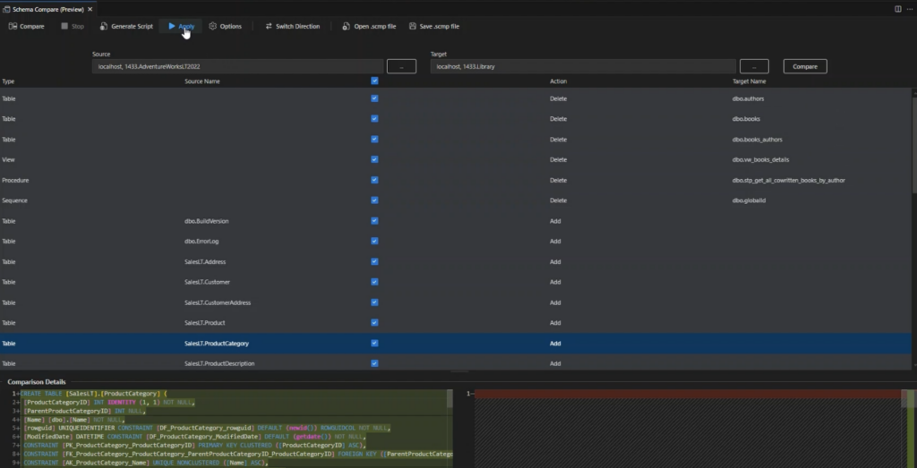 Mssql Extension For Vs Code Introducing Schema Compare Preview Azure Sql Devs Corner