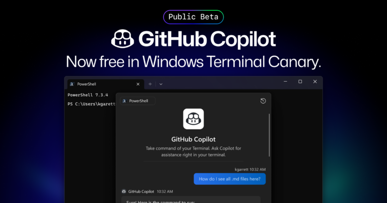 Terminal Chat now included in GitHub Copilot Free - Windows Command Line