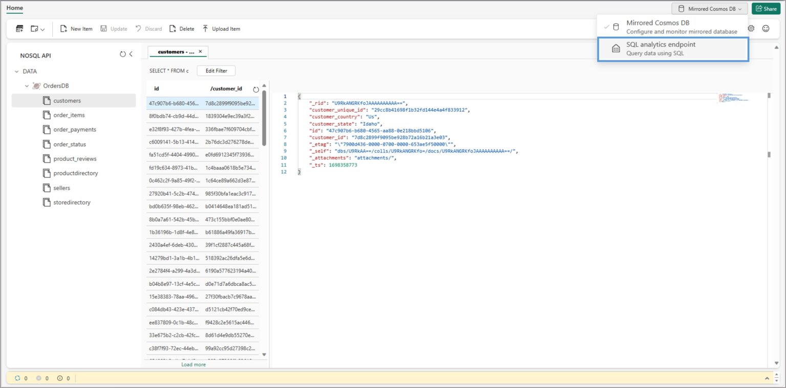 Announcing Azure Cosmos Db Mirroring In Microsoft Fabric Private Preview Azure Cosmos Db Blog