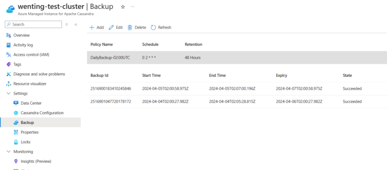 Backups for Azure Managed Instance for Apache Cassandra® - Azure Cosmos DB Blog