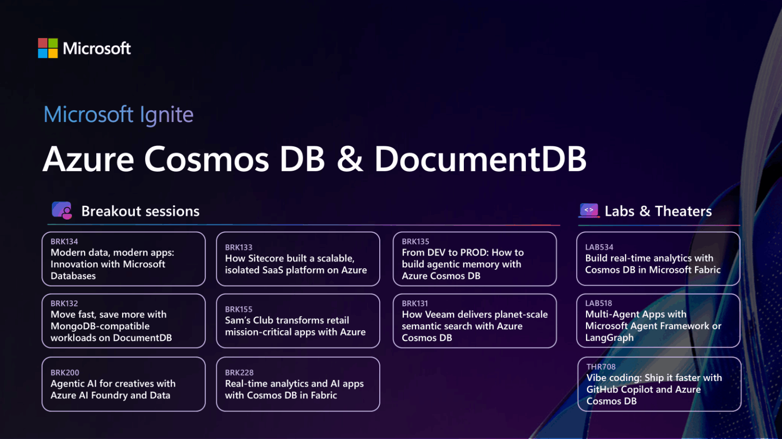 From Real-Time Analytics to AI: Your Azure Cosmos DB & DocumentDB Agenda for Microsoft Ignite ...