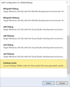 Open Existing CMake Caches in Visual Studio - C++ Team Blog