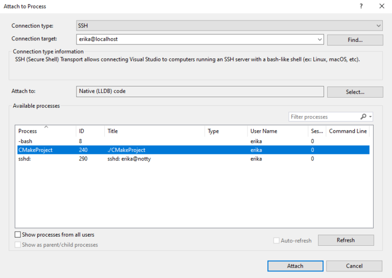 Attach to a Remote Process with LLDB in Visual Studio 2022 Preview 3 - C++ Team Blog