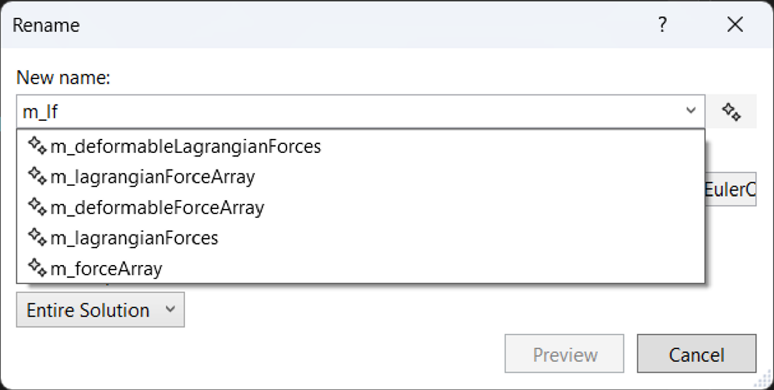 Use AI-Powered Rename Suggestions to rename your C++ variables in Visual Studio - C++ Team Blog
