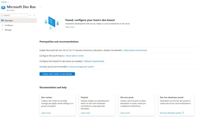 Setup Microsoft Dev Box quickly from our getting started page | Develop from the cloud