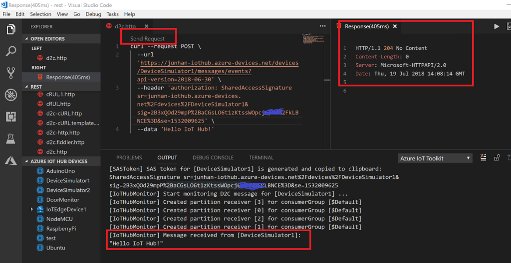 Use Vs Code To Call Azure Iot Hub Rest Apis Iot Developer 7733