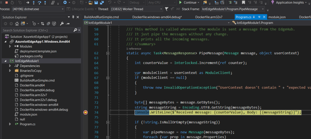 Debug IoT Edge C / C# Windows Module Container with Visual Studio Azure IoT Edge Tools - IoT ...