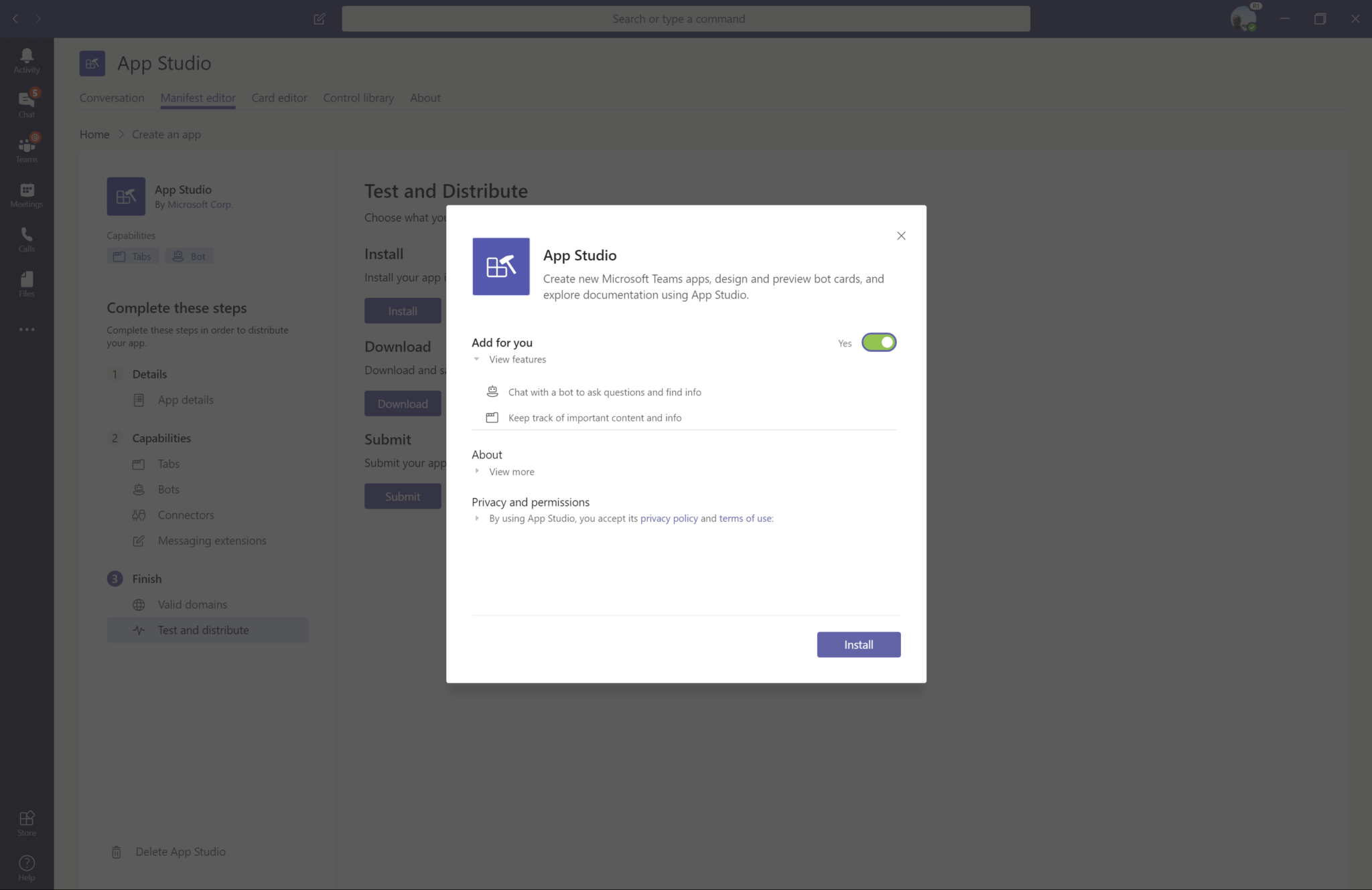 Install and Test Your Teams App with App Studio - Microsoft 365 ...