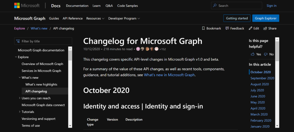 Announcing a new, redesigned Microsoft Graph changelog - Microsoft 365 Developer Blog