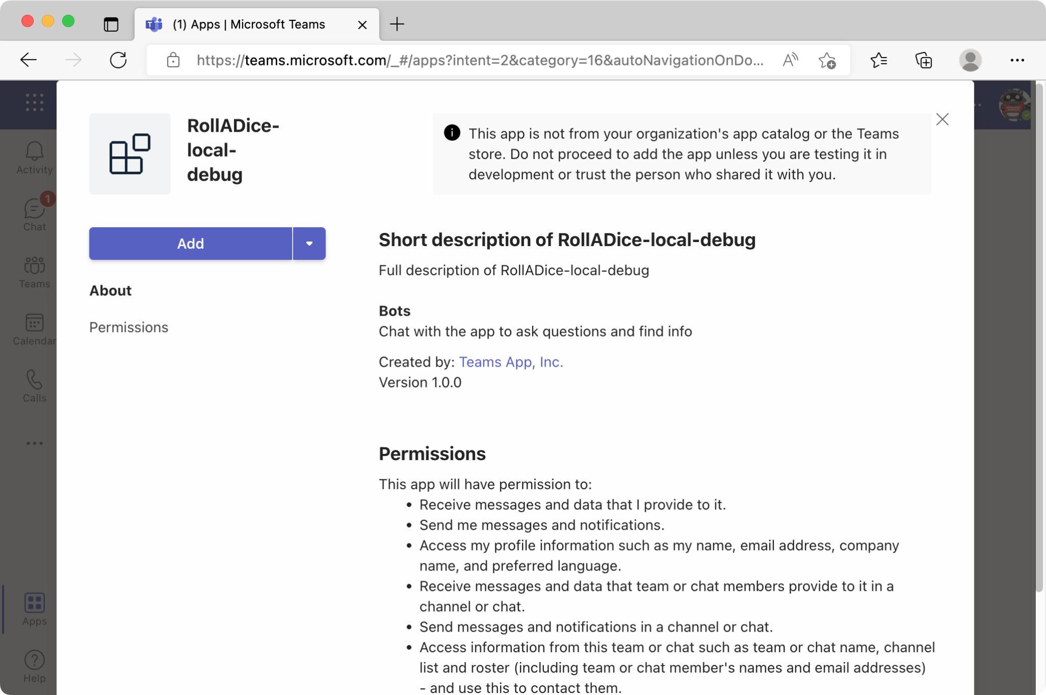 Roll A Dice! Building a command bot for Microsoft Teams using Teams Toolkit with Visual Studio ...