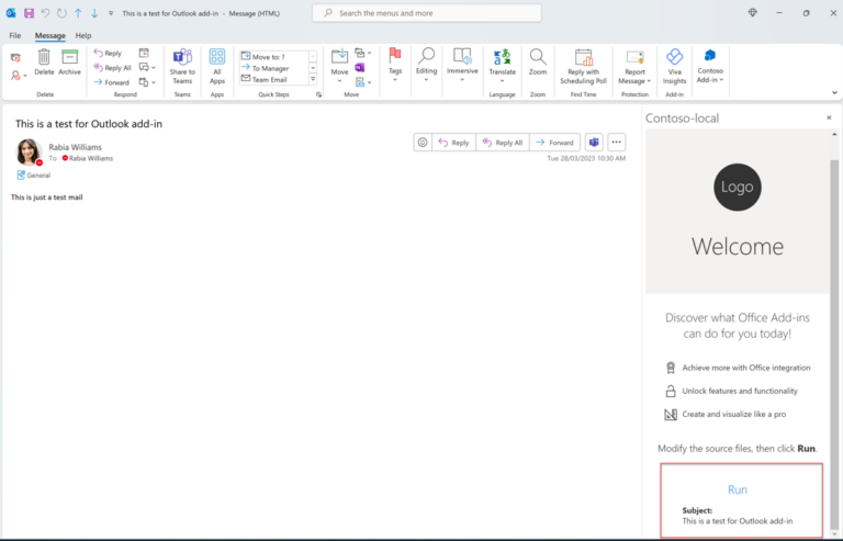 Create a Teams tab and Outlook Add-in with a Hello World project