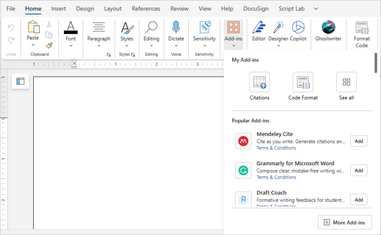 New Office Add-ins entry point available online