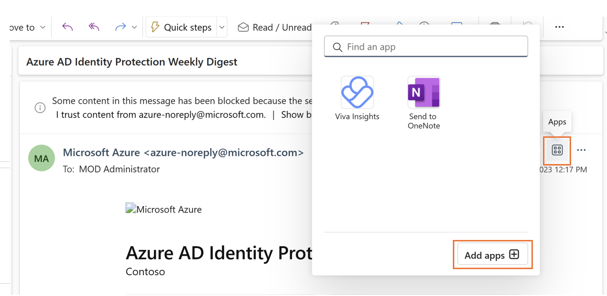 Updates to how to install and use Add-ins and apps in Outlook