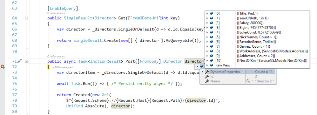 Dynamic properties container property in OData Client - OData