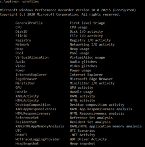 WPR Start and Stop Commands - Performance and Diagnostics