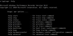 WPR Start and Stop Commands - Performance and Diagnostics