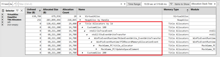 Memory Profiling Support For Allocations Made From A Titles Custom