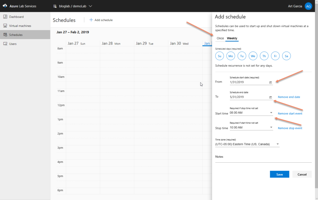 Azure Lab services scheduling now Available - Developer Support