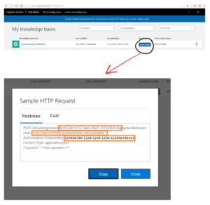 Leverage QnA Maker Search within a Client Application - Developer Support