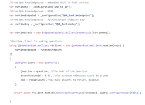 Leverage QnA Maker Search within a Client Application - Developer Support