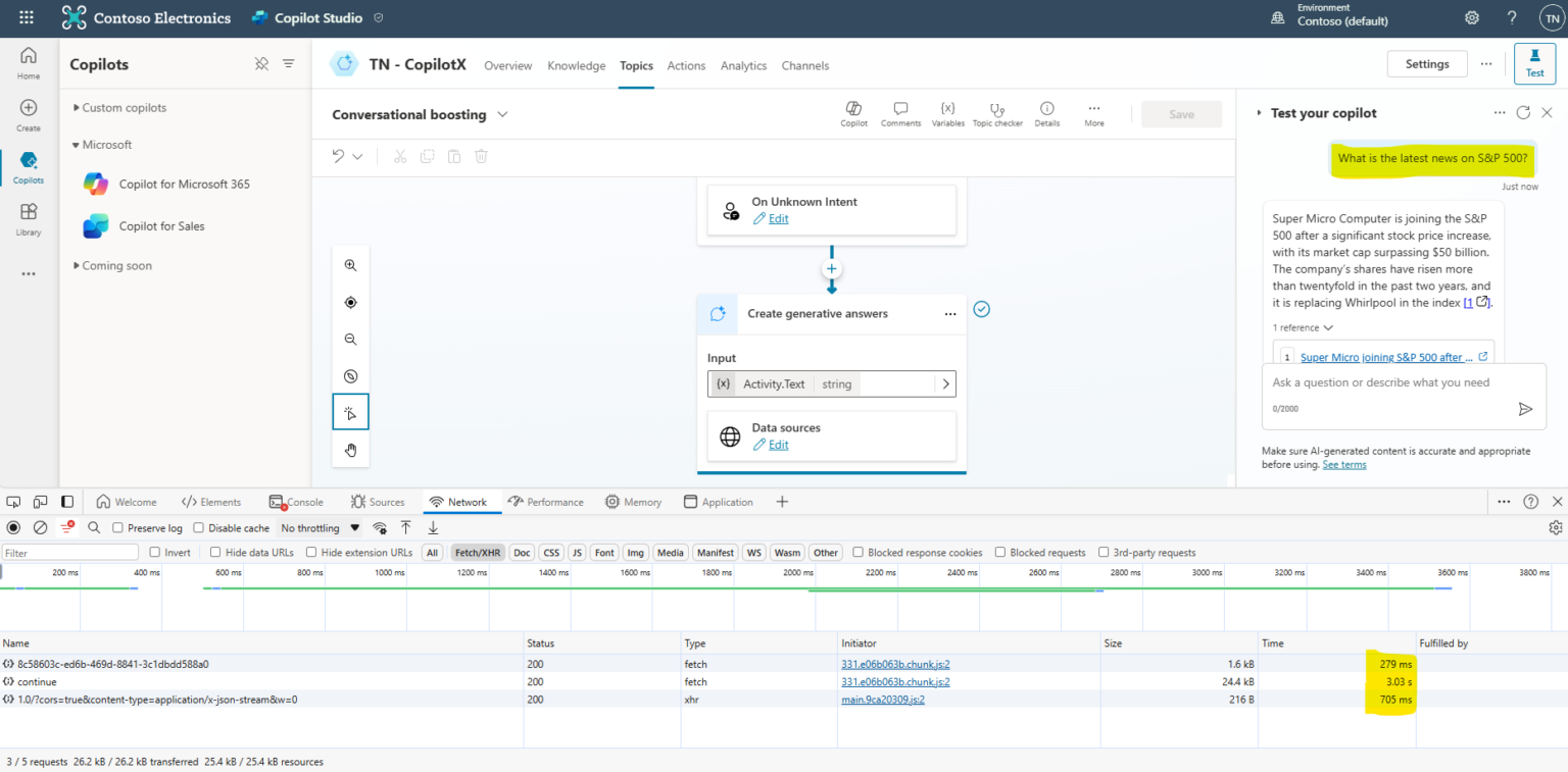 Copilot Studio - Prompt Response Times - Developer Support