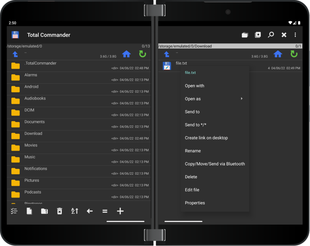Dual-screen case study: Total Commander - file manager - Surface Duo Blog