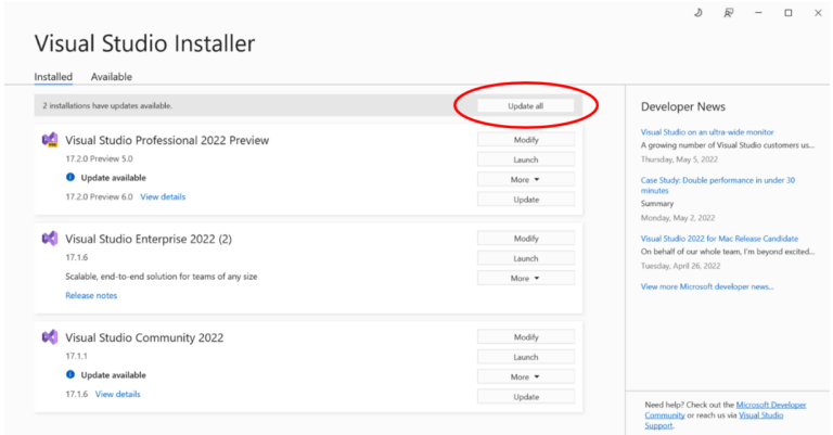 Update all Visual Studio installations with a single click! - Visual ...