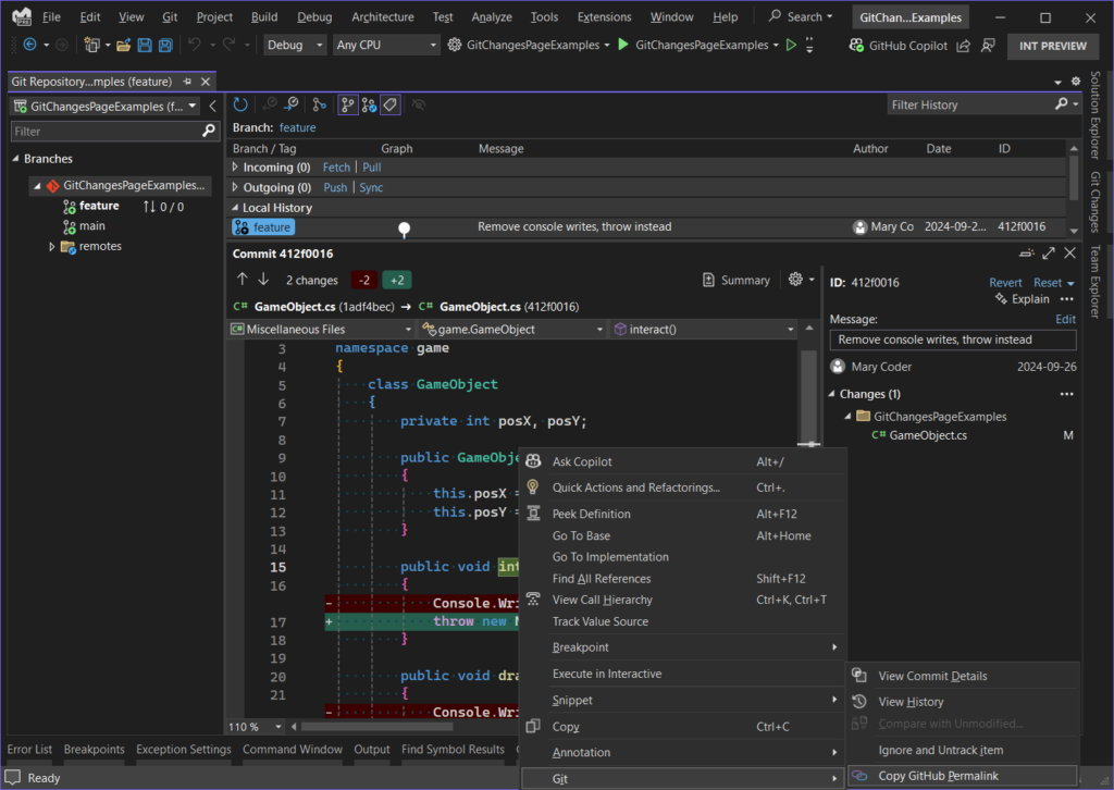 Introducing the Copy Git Permalink Feature in Visual Studio 17.12 - Visual Studio Blog